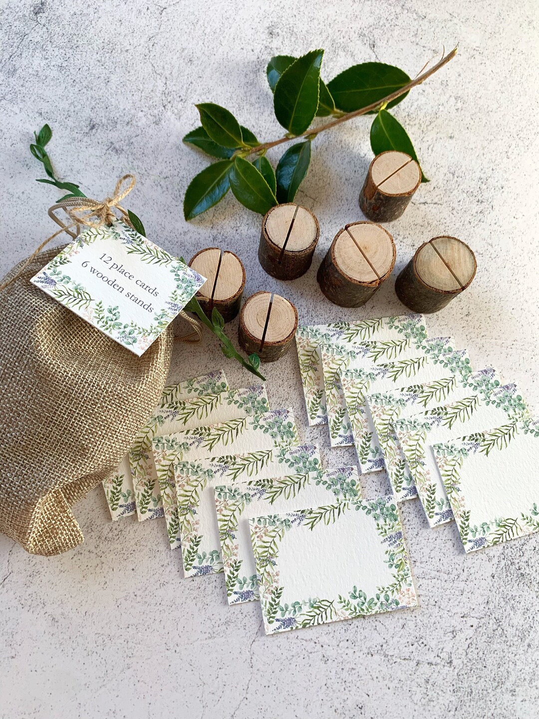 Floral Place Cards With Wooden Stands, Bridal Shower Place Cards ...