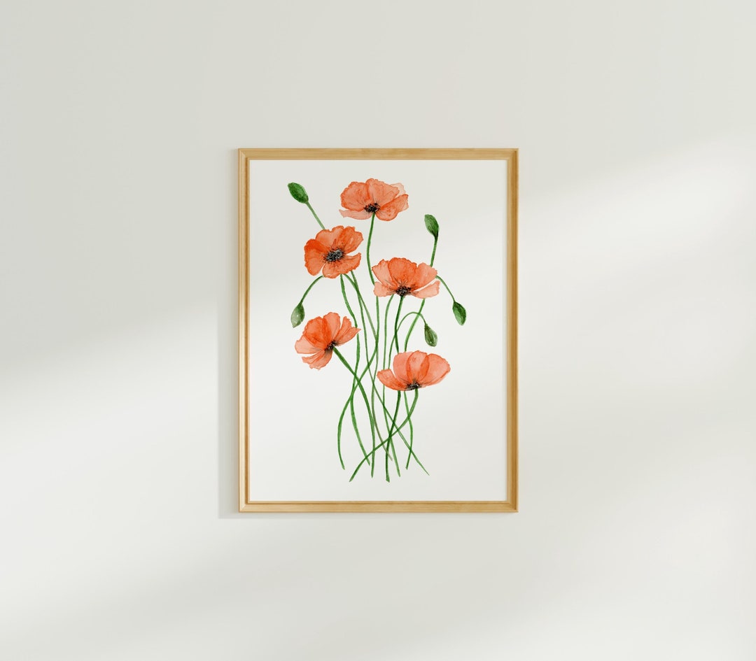 Poppies Watercolor Print, California Poppies, Red Poppy Print, 5x7 ...