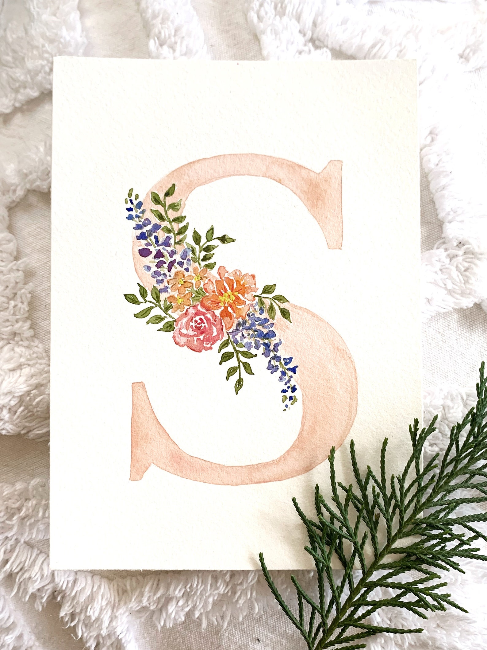 Floral Monogram S, Floral Letter S, Nursery Decor Monogram, Nursery ...