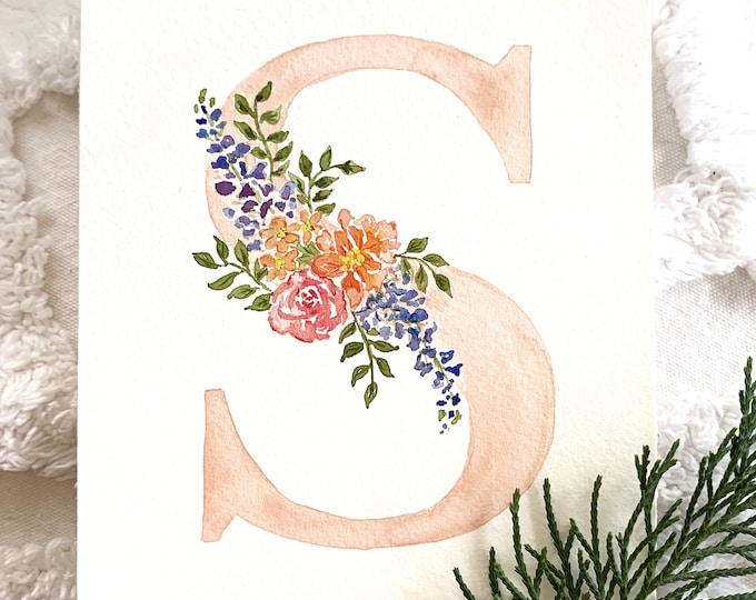 Floral Monogram S, Floral Letter S, Nursery Decor Monogram, Nursery ...