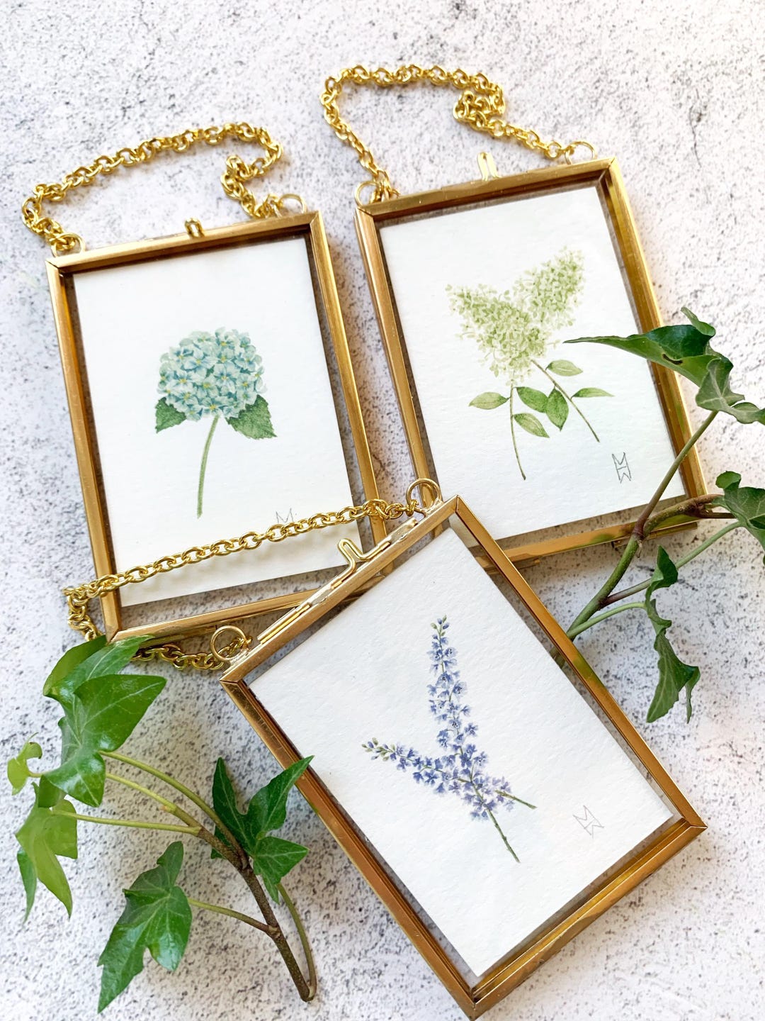 YOUR CHOICE of Flower in Hanging Frame, Mini Framed Botanical, Hanging ...