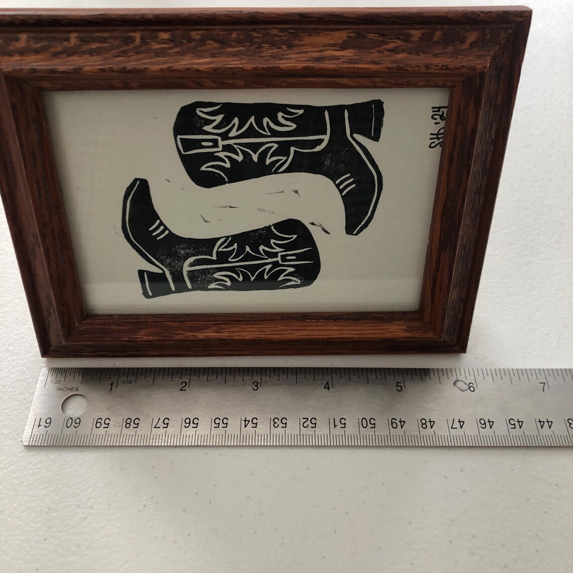 Handmade Cowboy Boots Linocut Print, Framed - Etsy