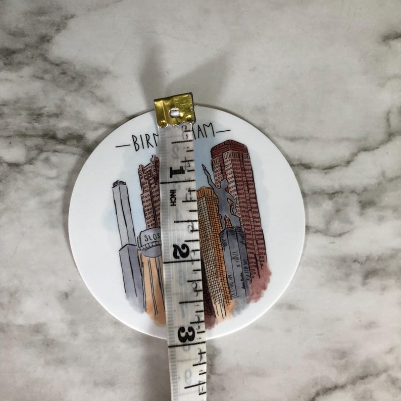 Birmingham Alabama City Skyline Vinyl Sticker - Original Watercolor ...