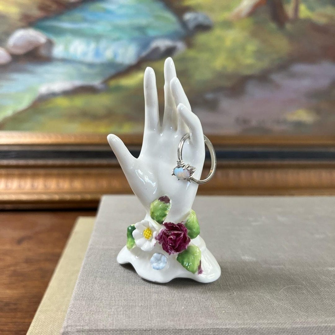 Vintage Tiny Porcelain Hand Ring Holder - Etsy