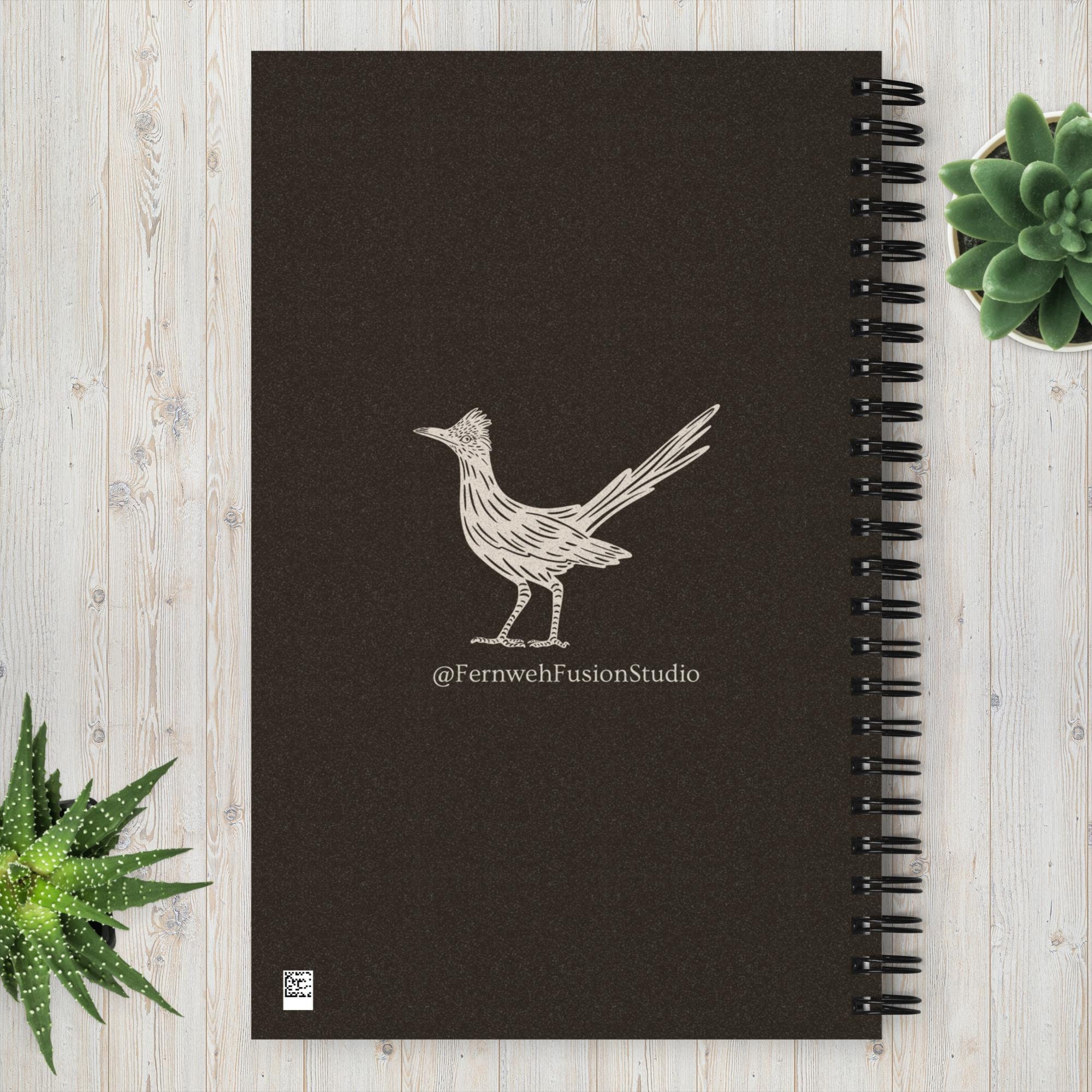 Original Road Runner at Dusk Linocut Illustration Spiral Notebook ...