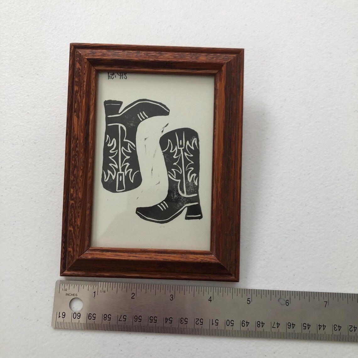 Handmade Cowboy Boots Linocut Print, Framed - Etsy