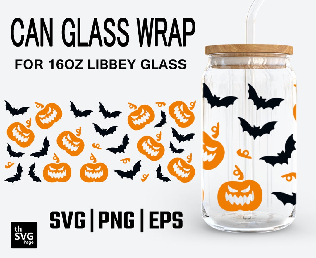 Halloween Glass Can Svg, Pumpkin Can Glass Wrap, Fall Can Glass, Can ...
