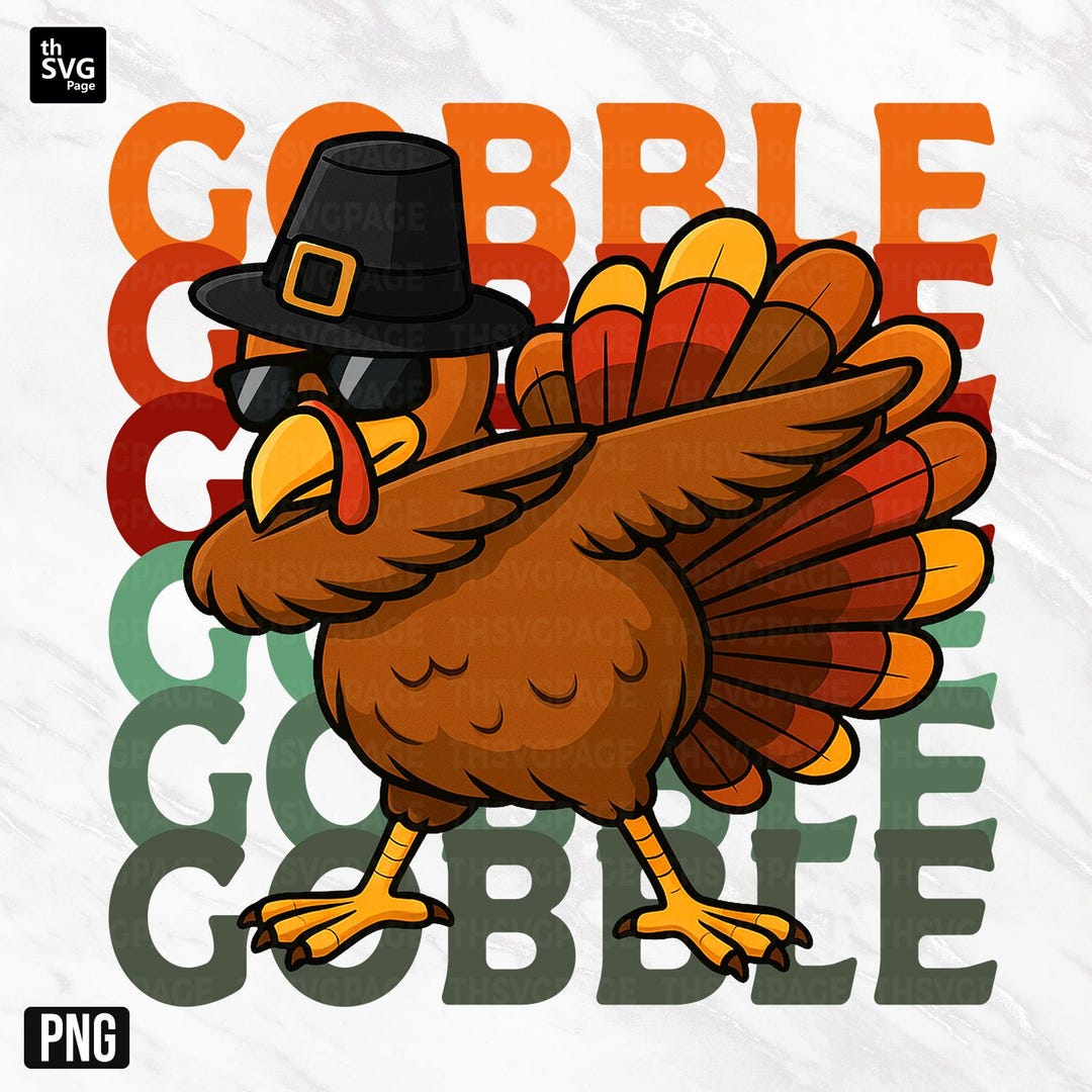 Turkey Gobble PNG, Thanksgiving Turkey Png, Thankful Turkey Png, Dab ...
