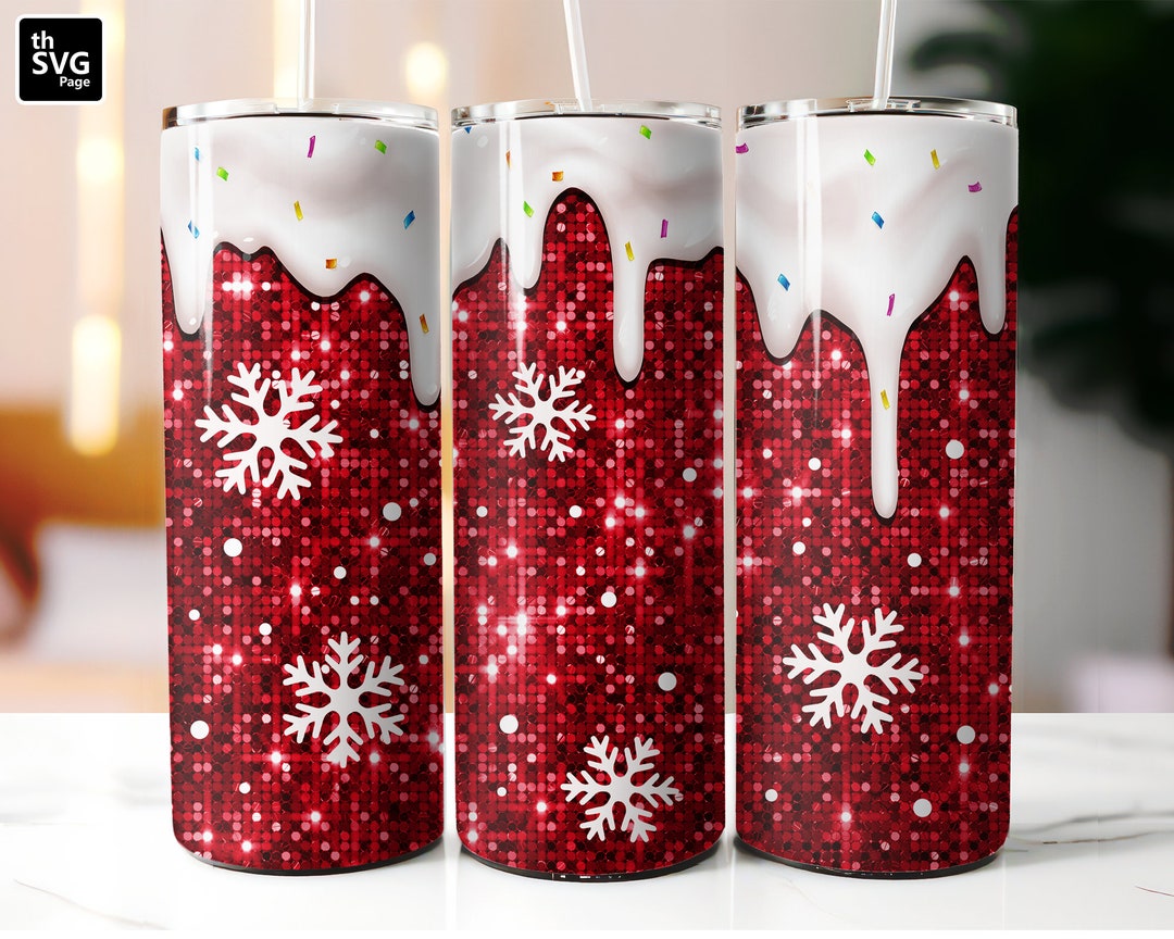 Christmas Drip Tumbler Wrap, Winter Tumbler, Red Tumbler Wrap ...