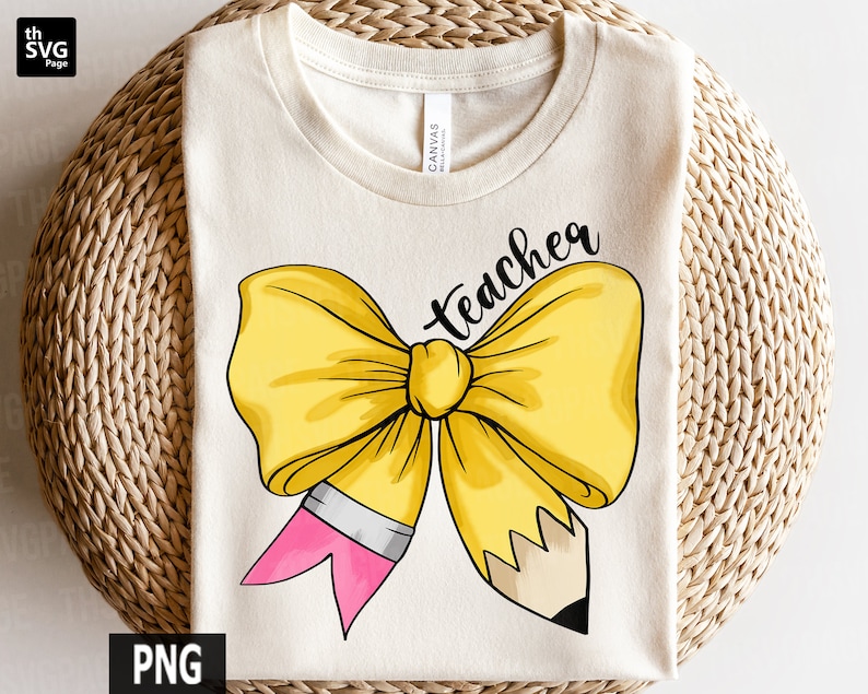 Coquette Teacher Png, Pencil Bow Png, Teacher School Png, Teacher Png ...