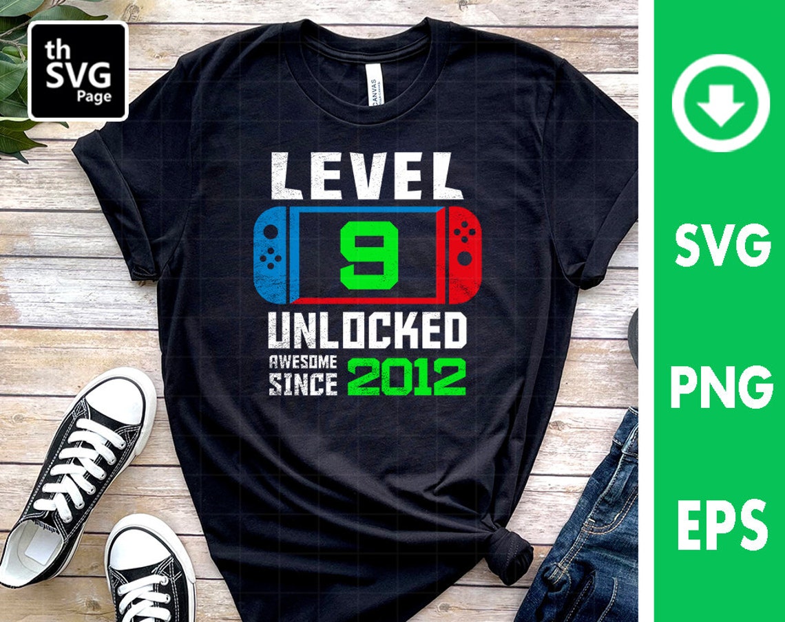 Level 9 Unlocked SVG Unlocked SVG 9th Birthday Boy Gamer 9 | Etsy