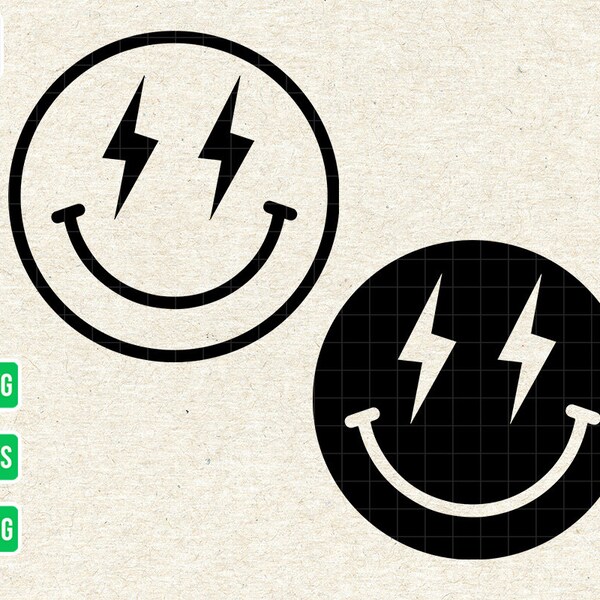 Smiley Face Lightning Bolts Svg - Etsy Norway