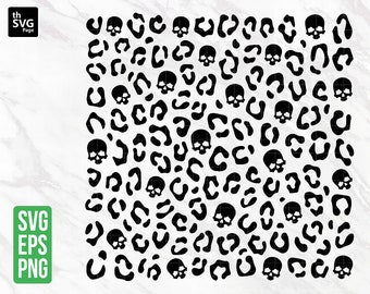 Leopard Print Skull Pattern PNG Halloween Theme Seamless - Etsy