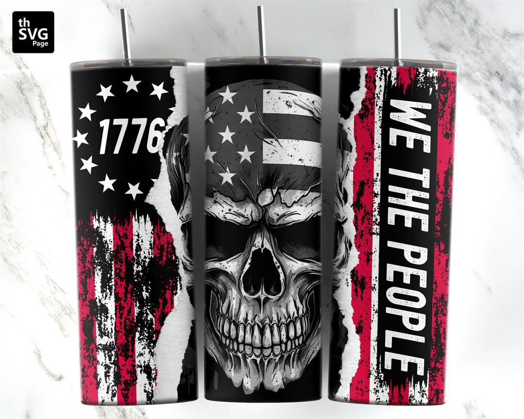 1776 USA Flag American Skull Tumbler We the People Flag - Etsy