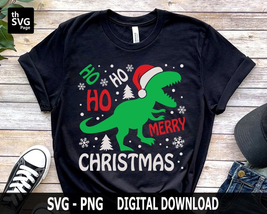 Ho Ho Ho Svg, Christmas Dinosaur Svg, Christmas Kids Svg, Merry ...