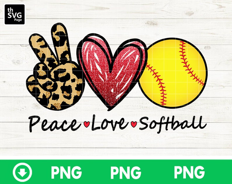 Peace Love Softball Png Softball Sublimation Softball Png | Etsy