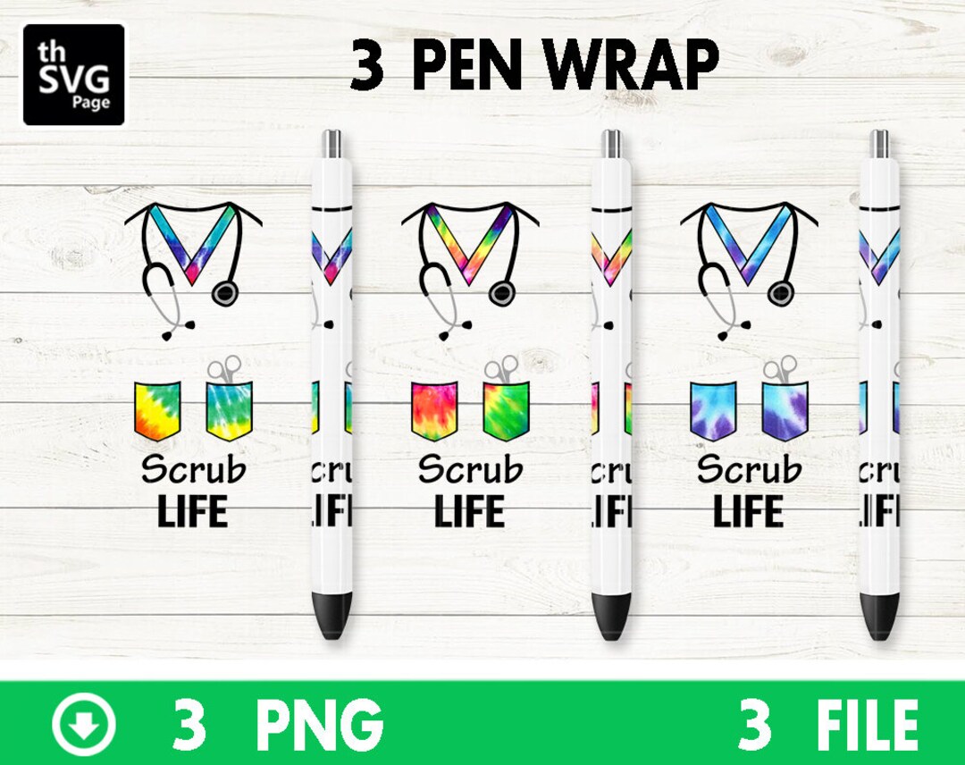 Scrub Life Pen Wrap, Tie Dye PNG, , Colorful Tie Dye, Digital ...