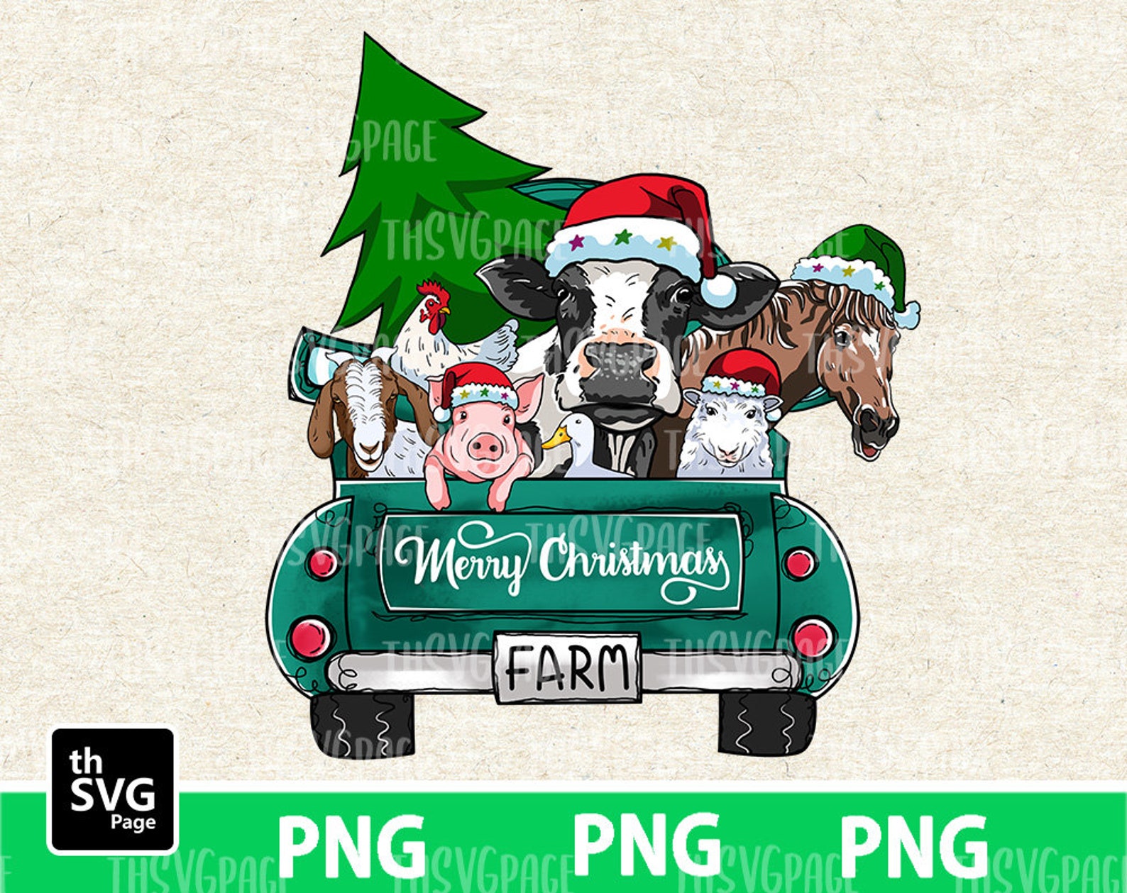 Christmas Farm Animals Truck Png Christmas Farm Png Farm - Etsy