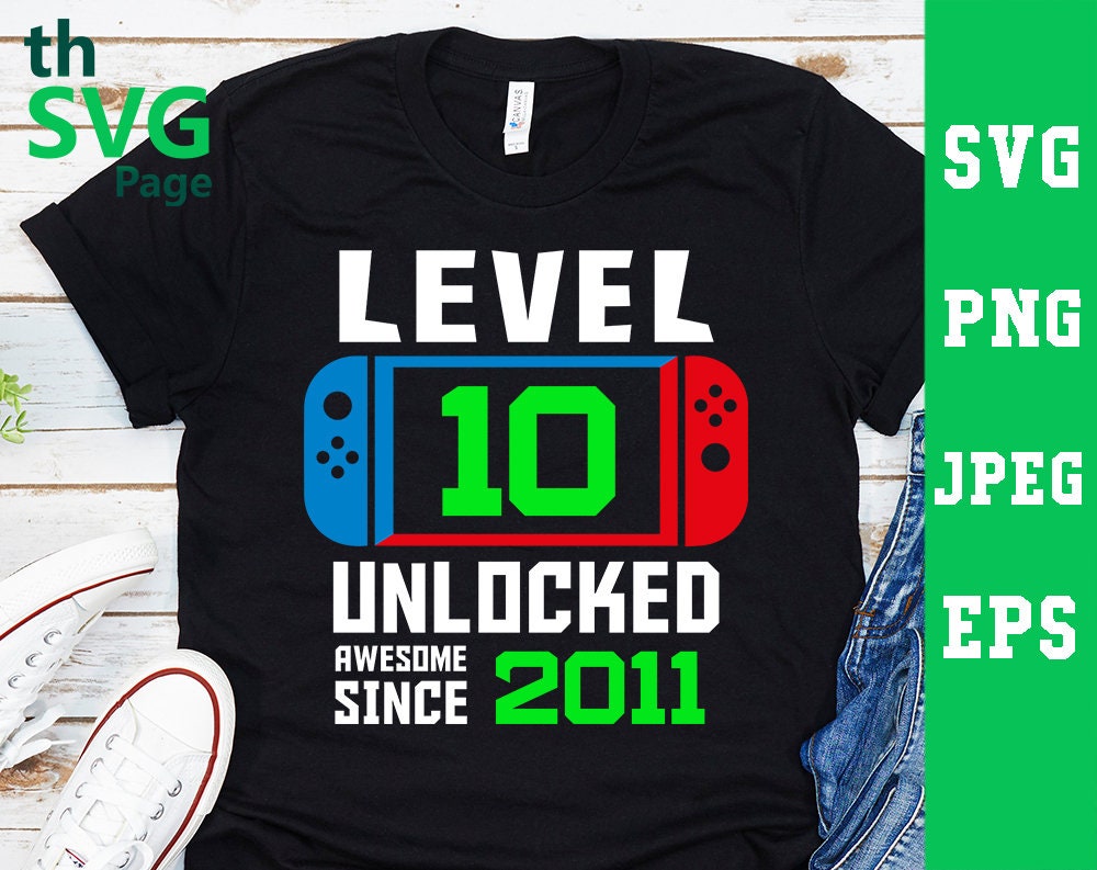 Level 10 Unlocked SVG Unlocked SVG 10th Birthday Boy Gamer | Etsy