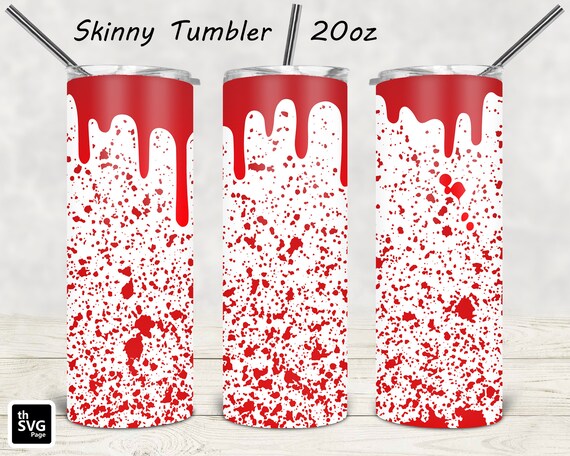 20 Oz Skinny Tumbler Blood Splatter PNG Halloween Wraps | Etsy