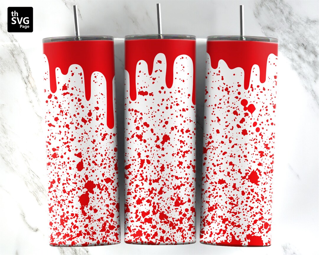 20 Oz Skinny Tumbler Blood Splatter PNG Halloween Wraps - Etsy