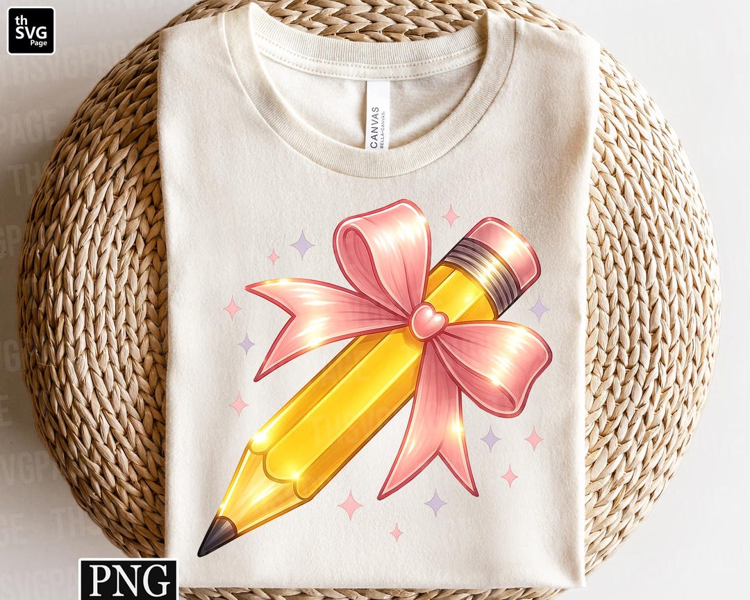 Teacher Pencil Coquette Bow PNG, Teacher Coquette Png, Pencil Bow Png ...