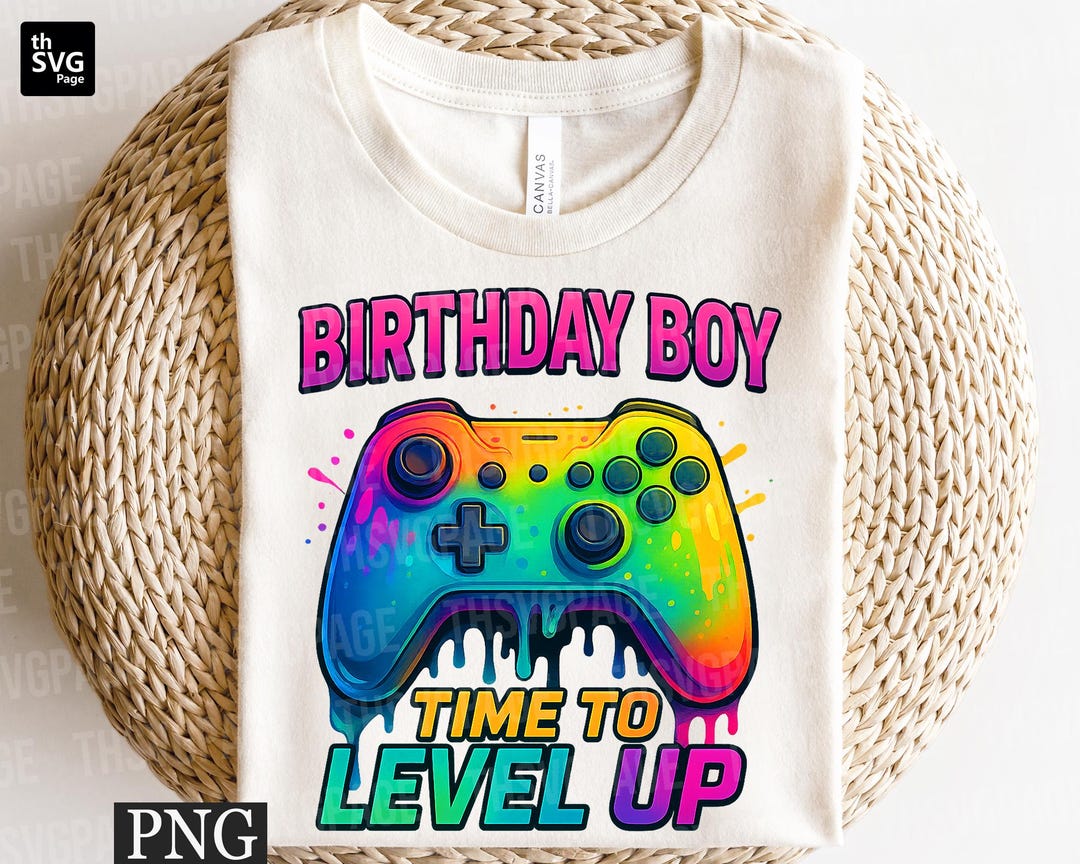Birthday Boy Time to Level up Png, Colorful Birthday Png, Boy Gamer Png ...