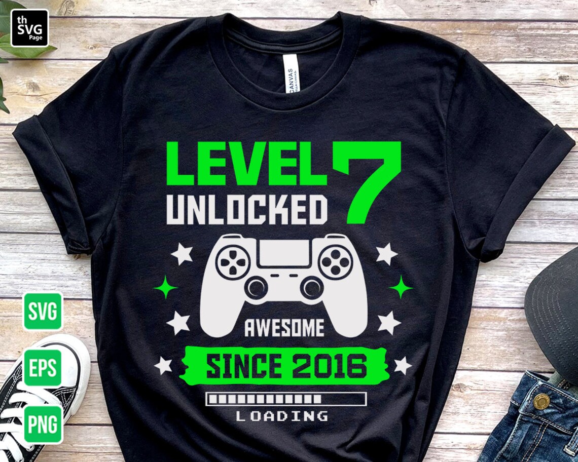 Level 7 Unlocked SVG Boy Gamer Shirt Unlocked SVG 7th - Etsy
