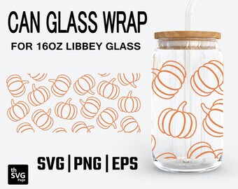 Halloween Glass Can Svg, Pumpkin Can Glass Wrap, Fall Can Glass, Can ...