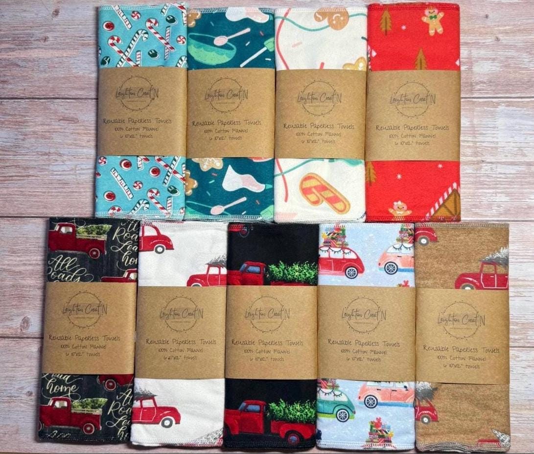Reusable Paperless Towels - Holiday 1 - Etsy
