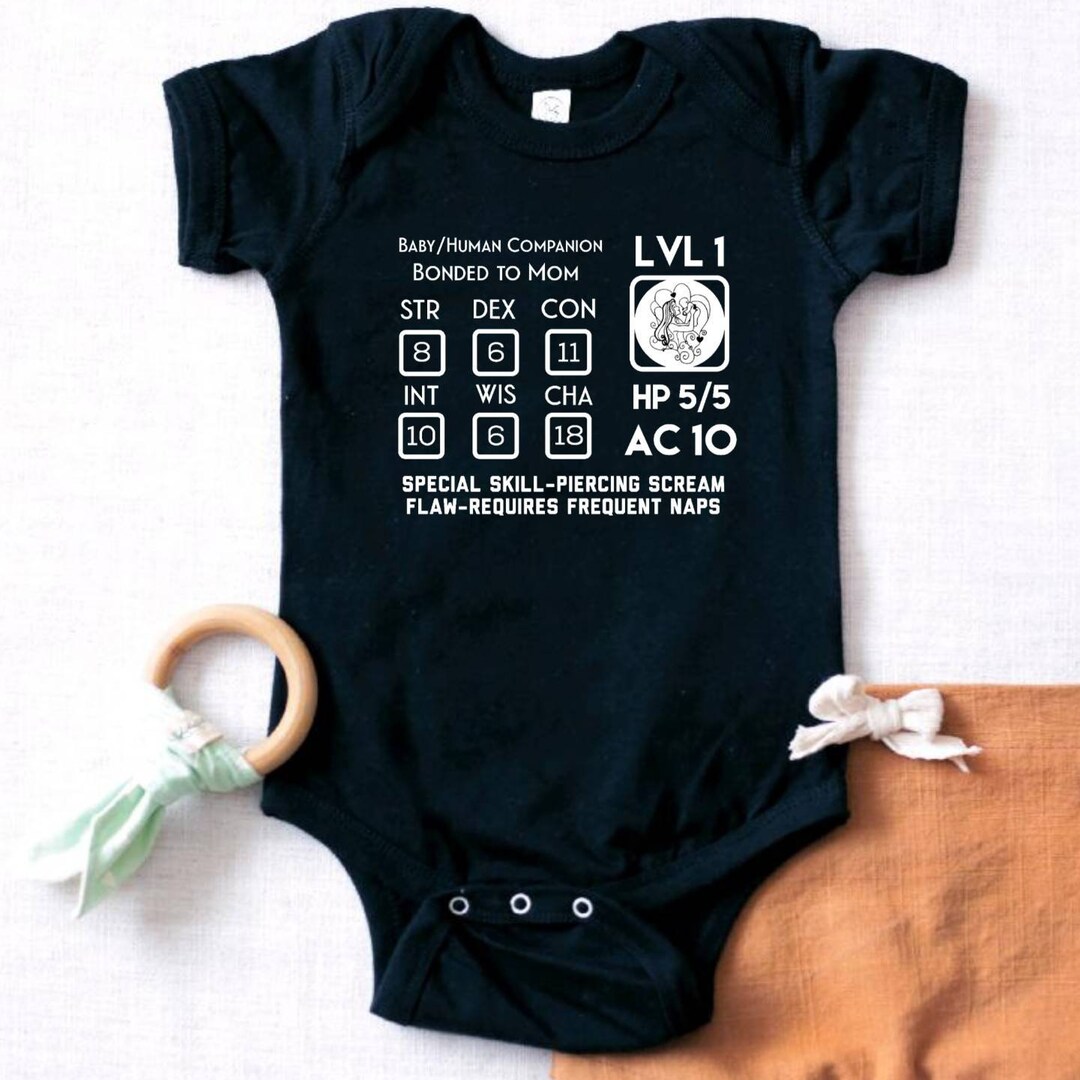 Baby Dnd Character Sheet Bodysuit, D&D Kids Shirt, DND Character Sheet ...