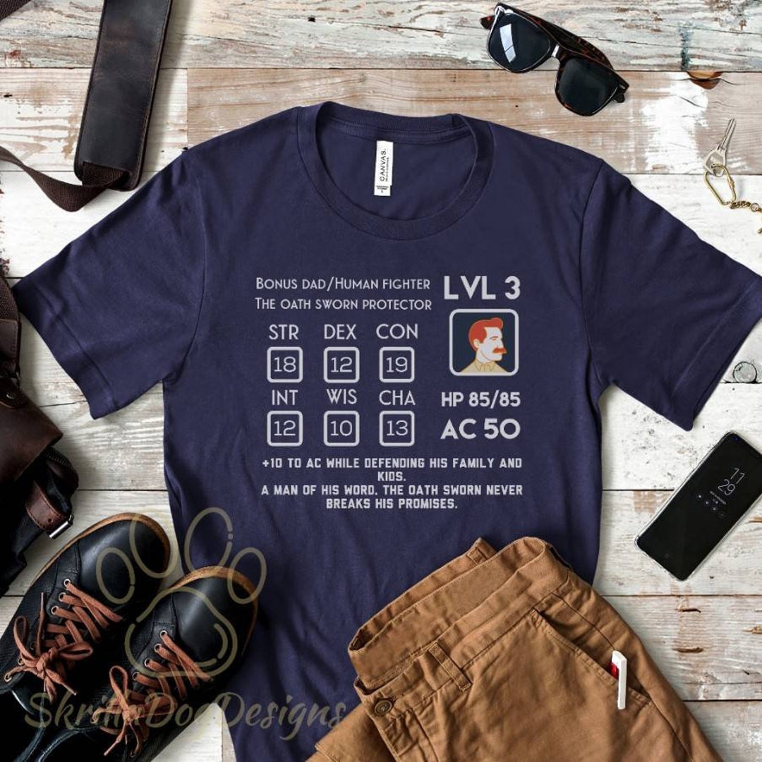 Bonus Dad Character Sheet, DND Dad Shirt, DND Character Sheet, Funny ...