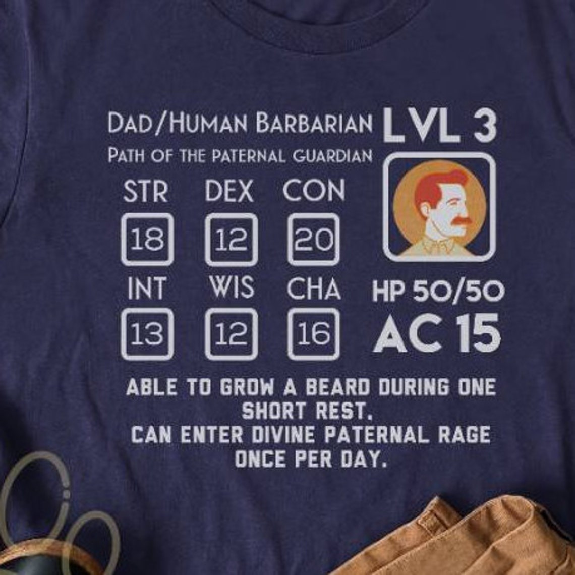 Dad Human Barbarian Character Sheet DND Dad Shirt DND | Etsy