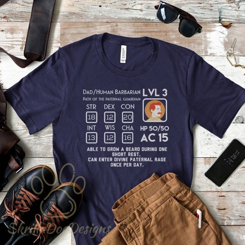 Dad Human Barbarian Character Sheet DND Dad Shirt DND | Etsy