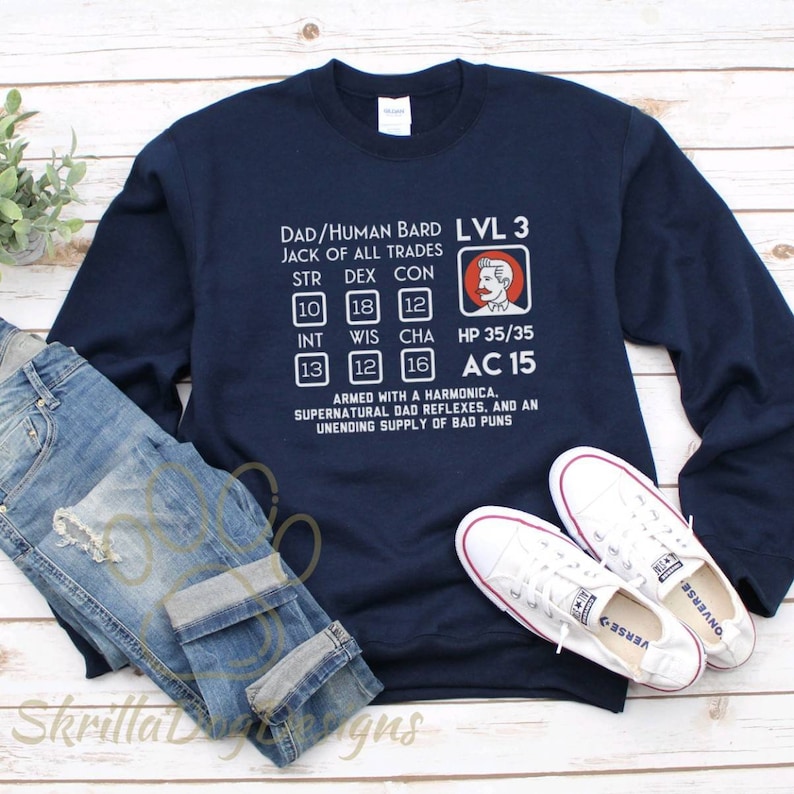 Dad Human Bard Character Sheet, DND Dad Shirt, DND Character Sheet ...
