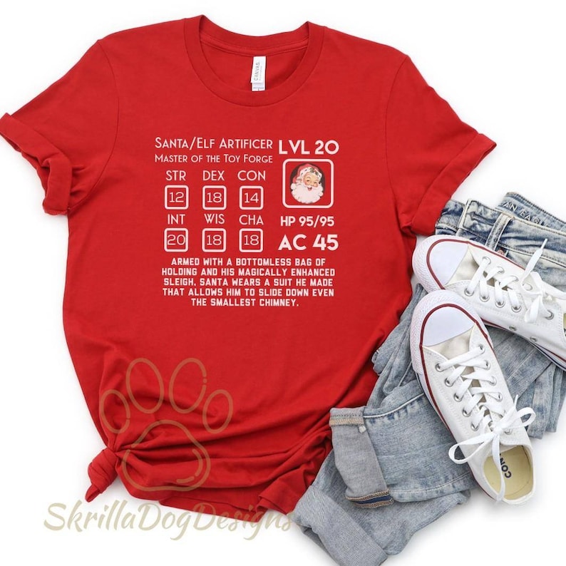 Santa Character Sheet Shirt DND Holiday Tee DND Character - Etsy