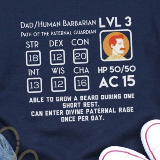 Dad Human Barbarian Character Sheet DND Dad Shirt DND - Etsy