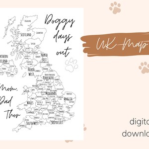 DAYS OUT MAP - Dog Walk Map - Digital Map - Colour in - Blank Map ...