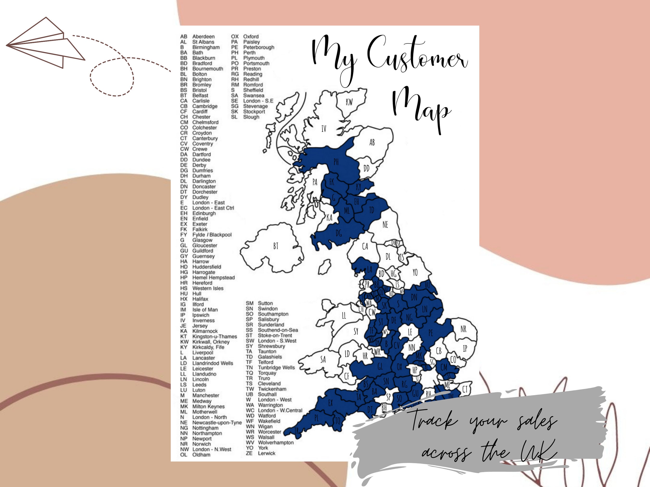 UK POSTCODES MAP - Digital Download - for Small Business - Track ...
