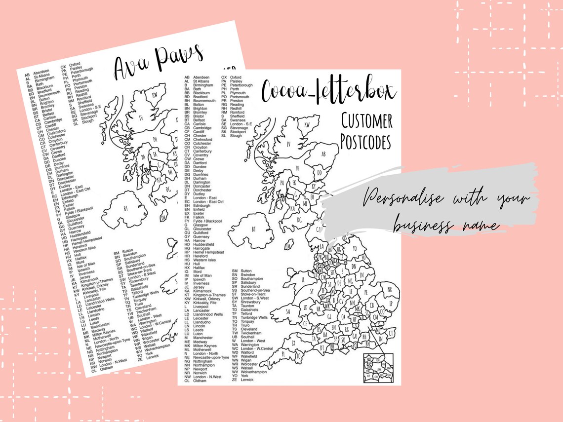 PERSONALISED MAP of U.K POSTCODES - Digital Download - Customer ...