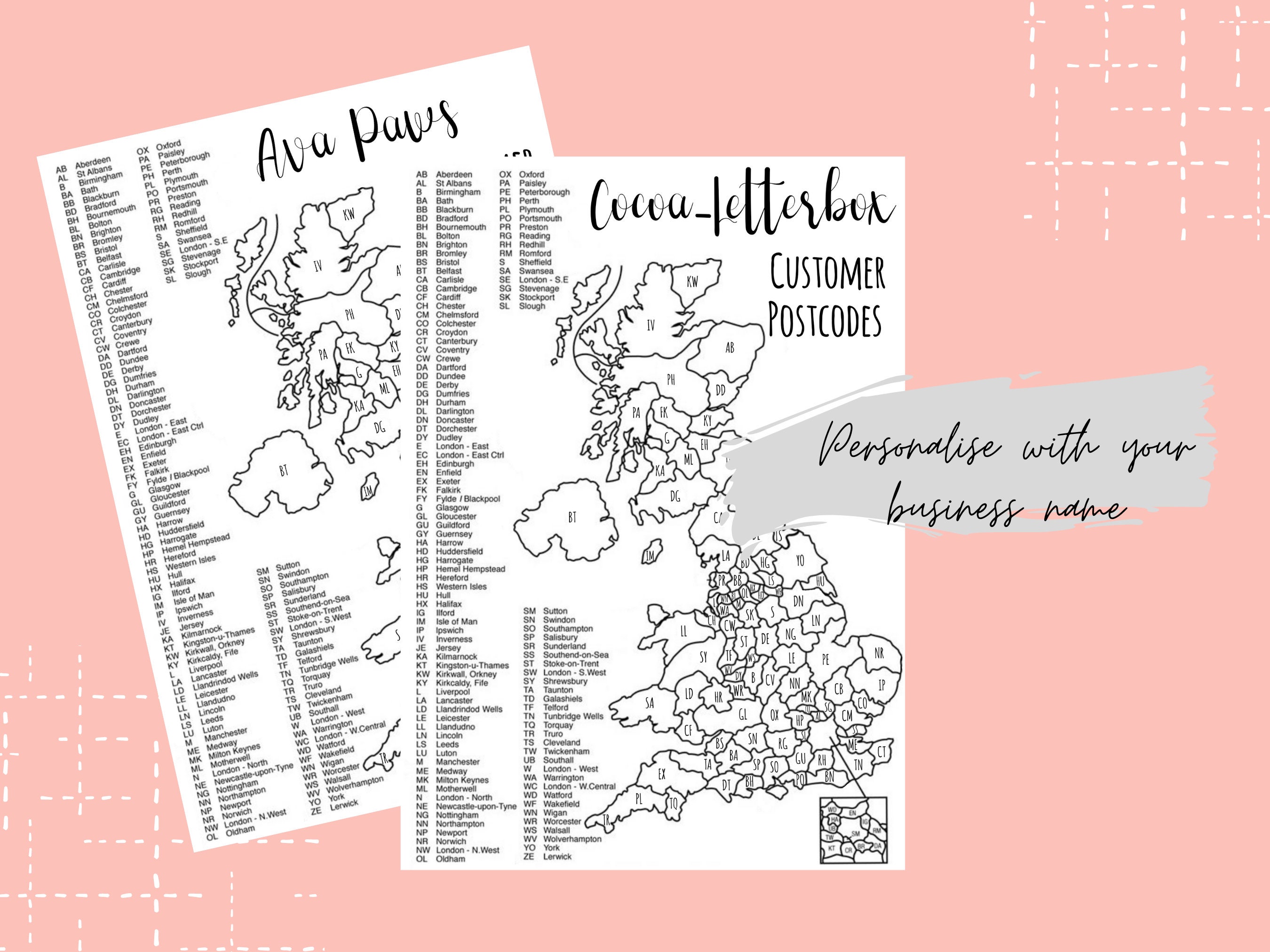 PERSONALISED MAP of U.K POSTCODES - Digital Download - Customer ...