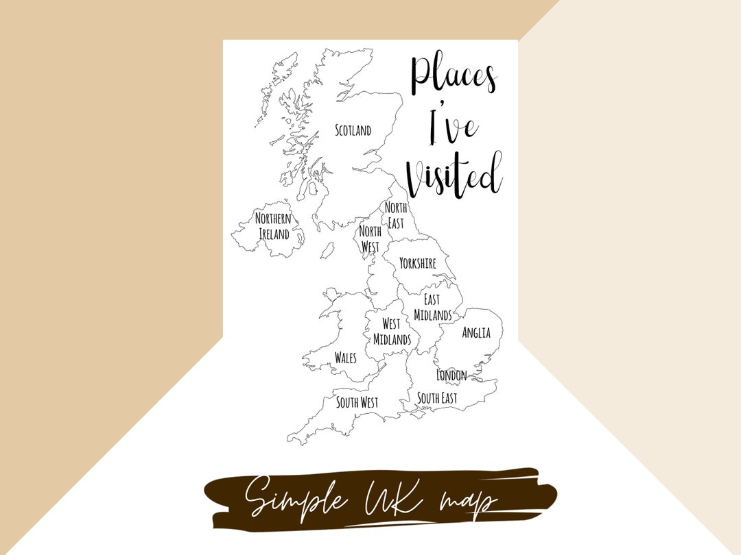 Colour-in UK Map – Track Your Travels, Wall Art (digital Download) - Etsy