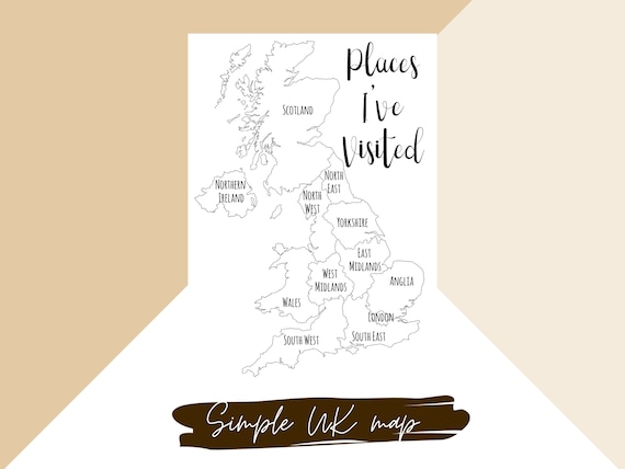 COLOUR-IN U.K MAP Blank for Colouring in Track Your - Etsy