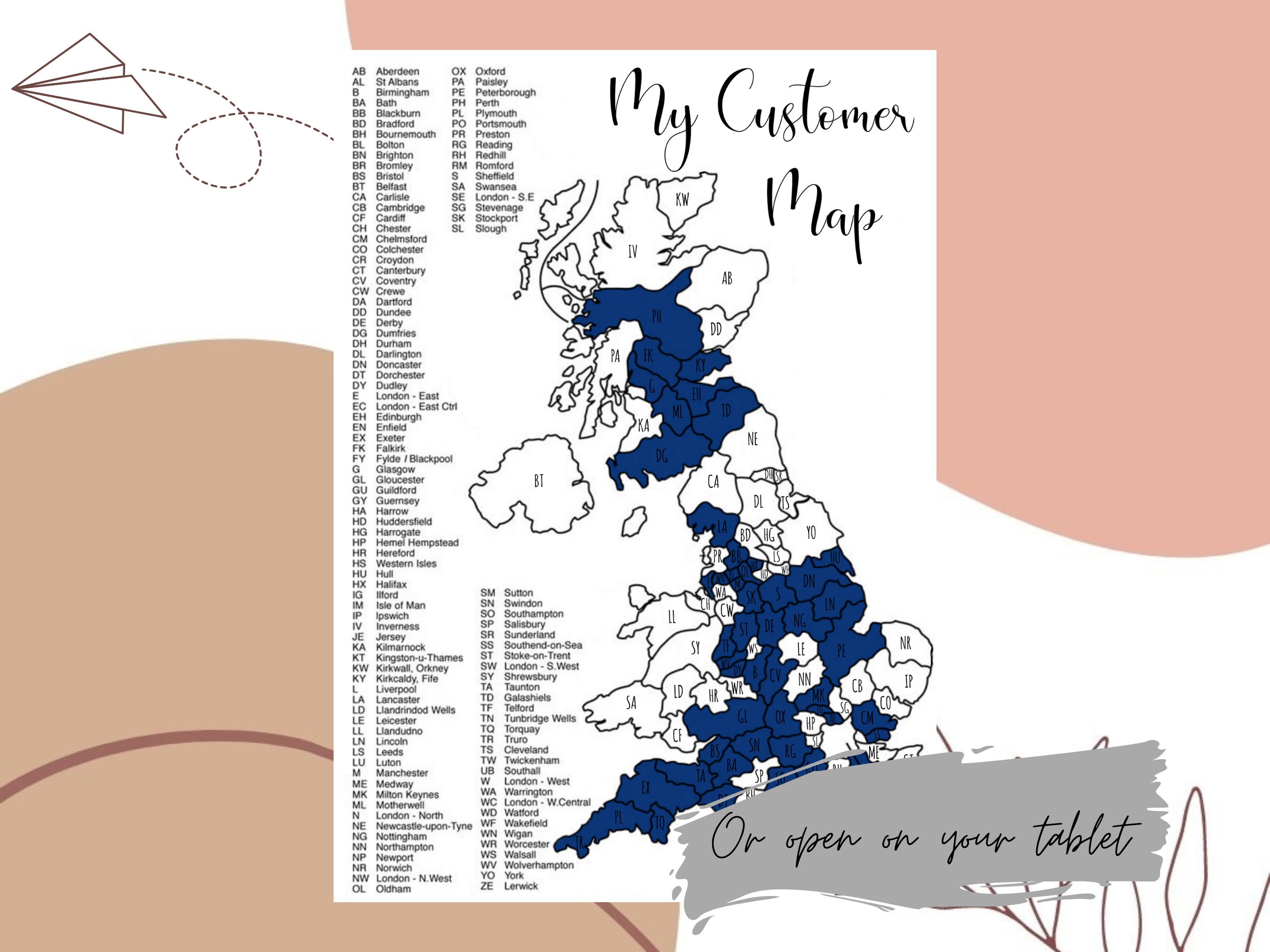 UK POSTCODES MAP - Digital Download - for Small Business - Track ...