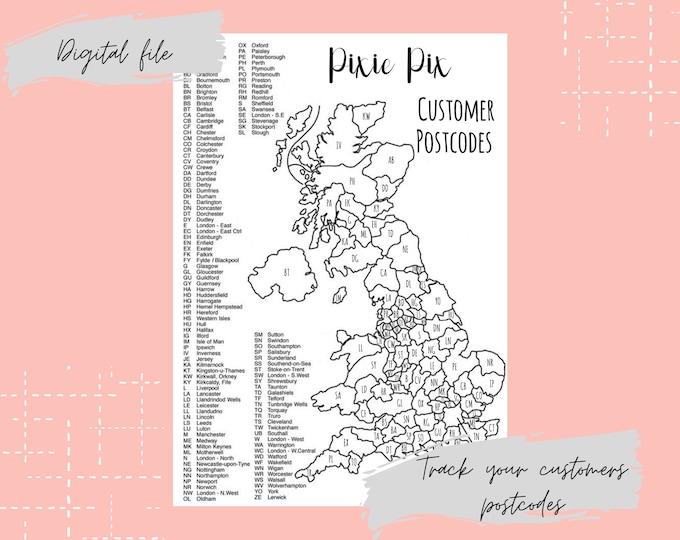 PERSONALISED MAP of U.K POSTCODES - Digital Download - Customer ...
