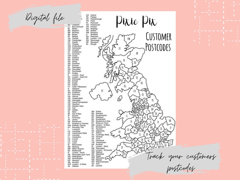 PERSONALISED MAP of U.K POSTCODES - Digital Download - Customer ...