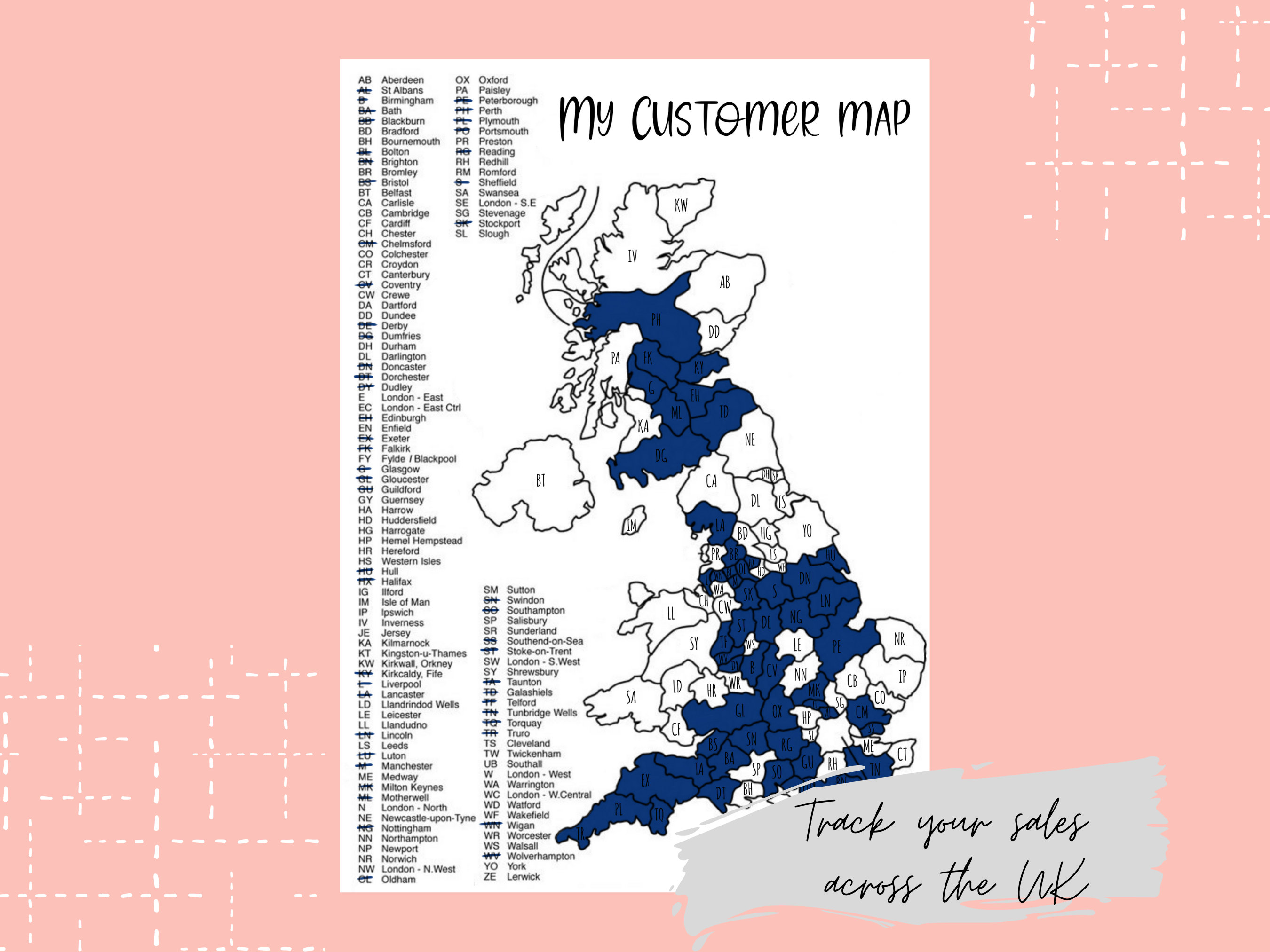 PERSONALISED MAP of U.K POSTCODES - Digital Download - Customer ...