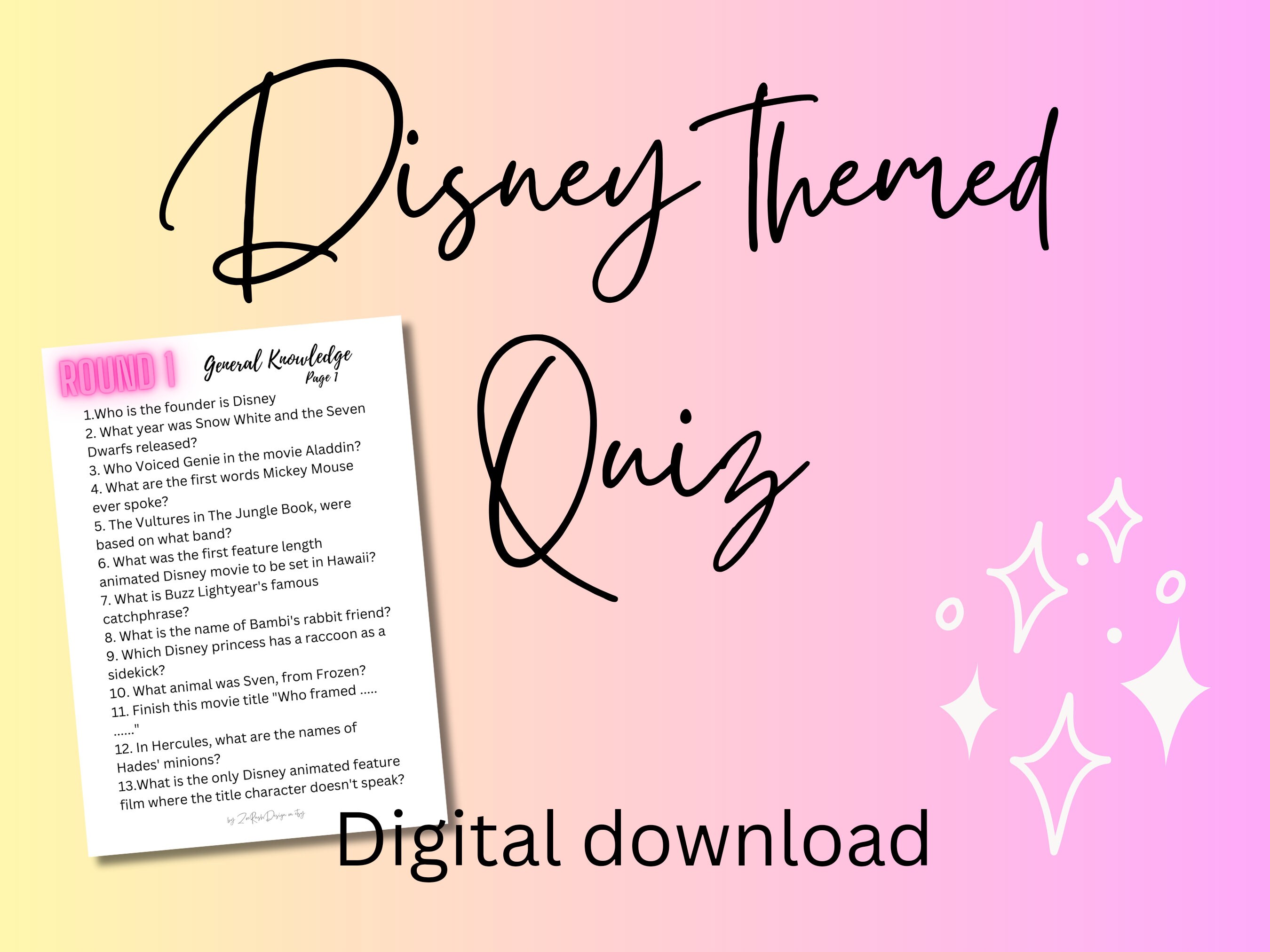 THEMED DOWNLOADABLE QUIZ Print at Home Quiz Pub Quiz - Etsy