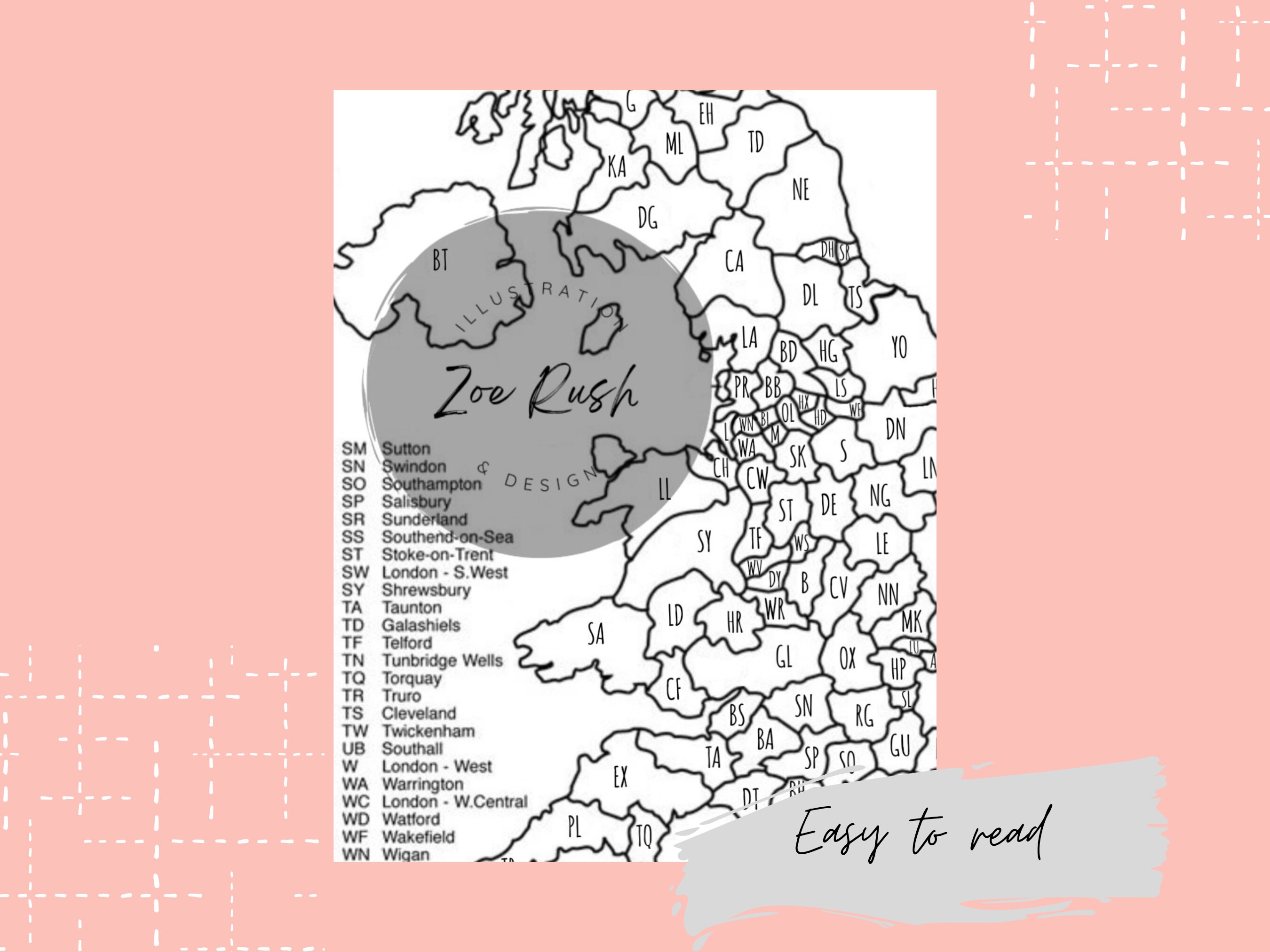 PERSONALISED MAP of U.K POSTCODES - Digital Download - Customer ...