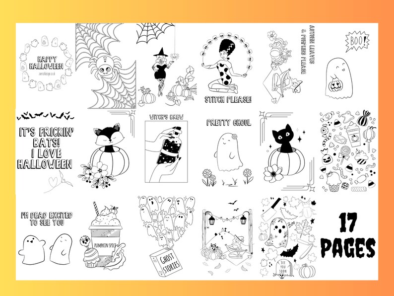 Halloween Coloring Pages – Spooktacular Hand-drawn Designs (digital ...